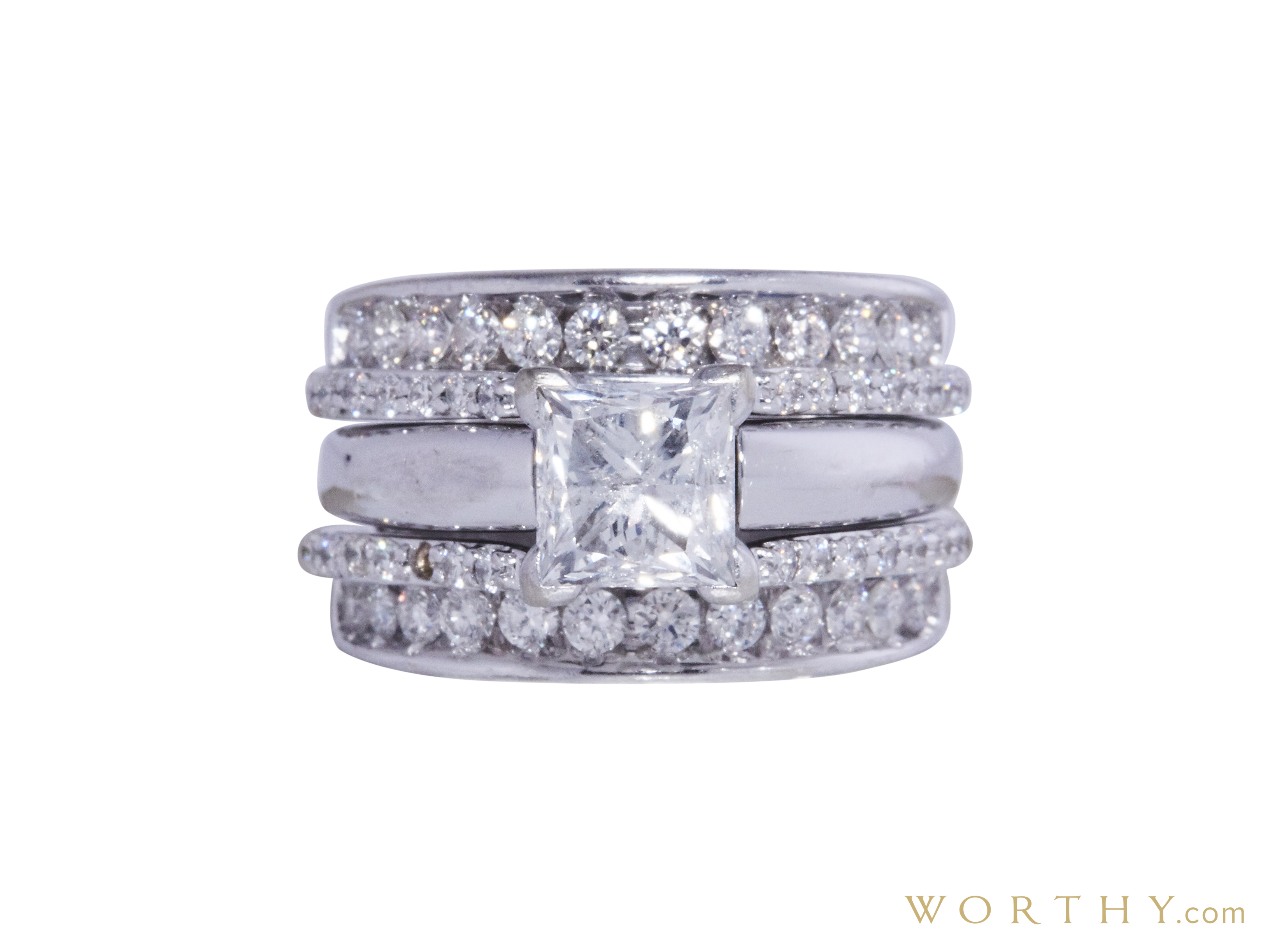 1.39 ct. Square Modified Cut Bridal Set Ring | Sold For $1,125