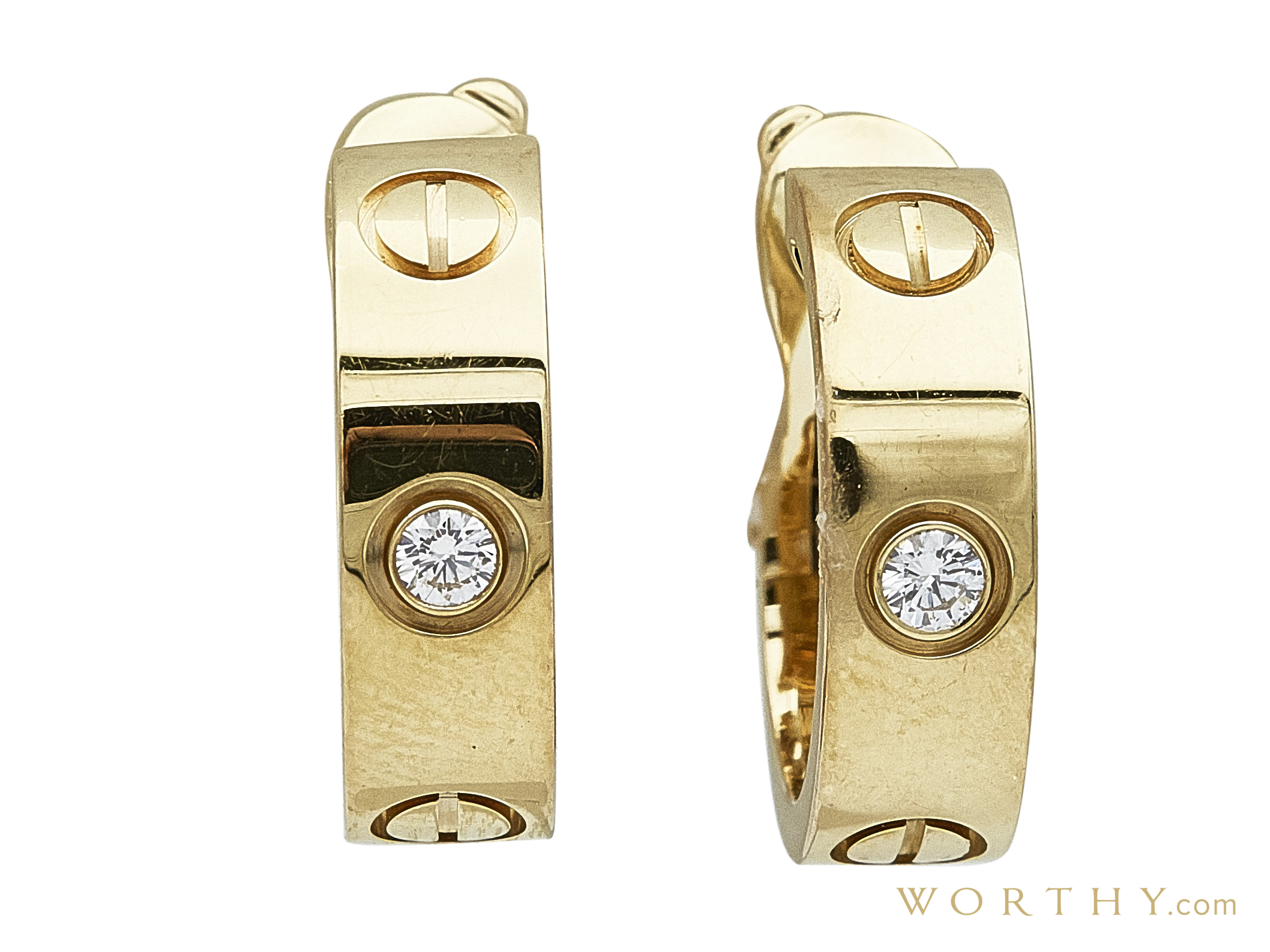 Cartier Love Hoop Earrings in 18K Yellow Gold | Sold For $2,675