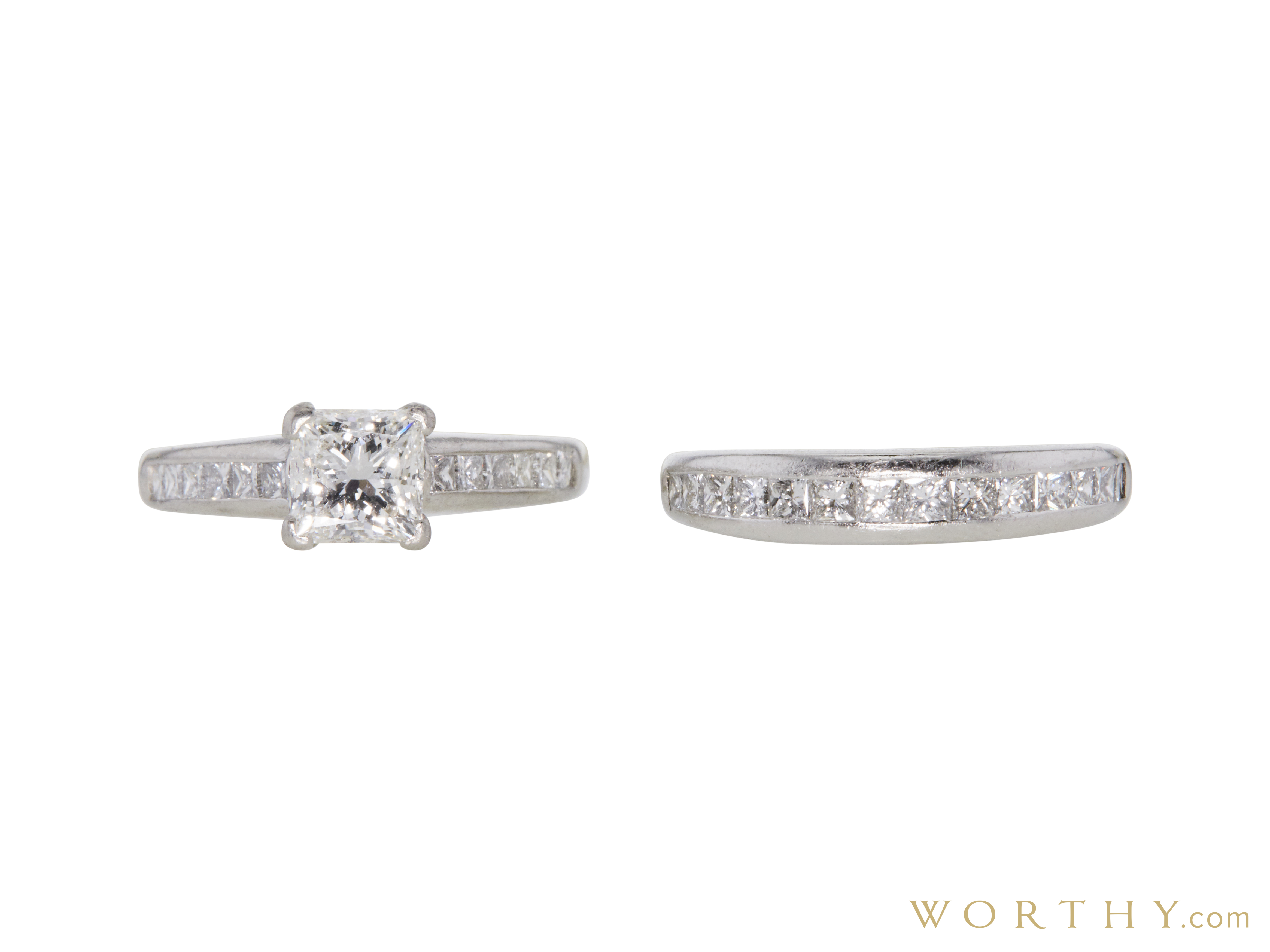 1.51 ct. Round Cornered Square Modified Brilliant Cut Bridal Set Ring ...